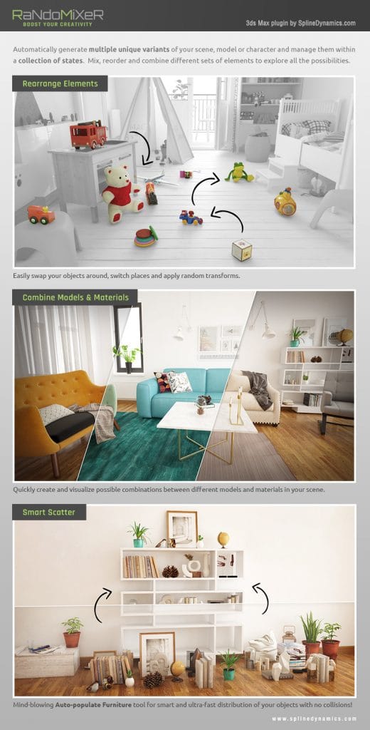 RandoMixer 3dsMax plugin - Randomize Objects, Lights, Cameras